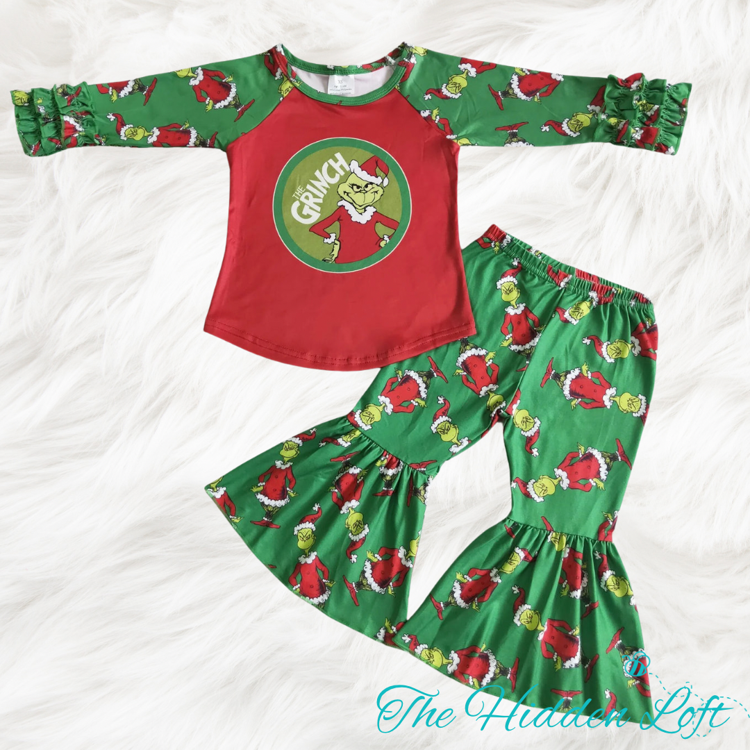Grinch Bell Bottom Outfit – The Hidden Loft